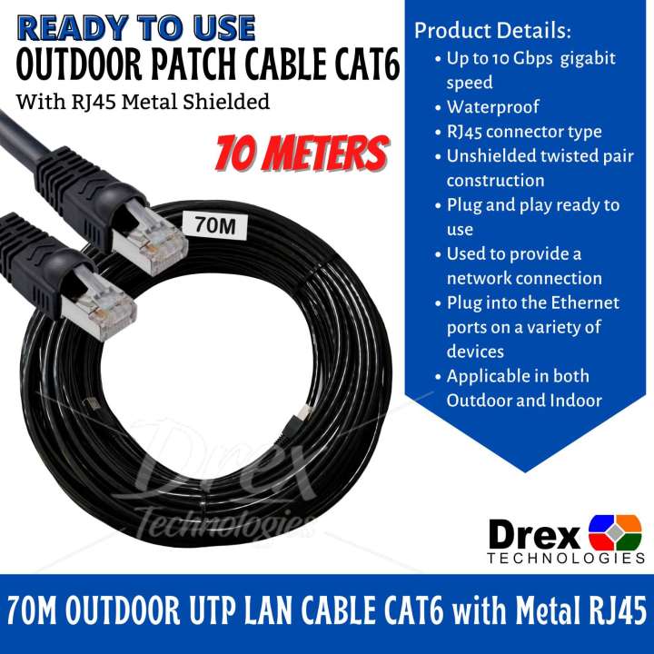 70M Outdoor Lan Cable Cat6 Gigabit UTP Cable Patch Cord Cat6e with ...