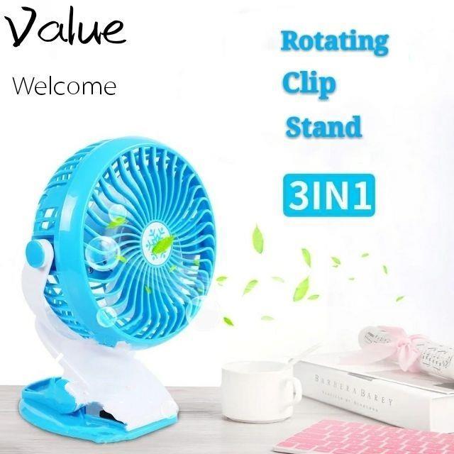 ins recommend Mini 360℃ Rotating USB Clip Rechargeable Fan 18650 ...
