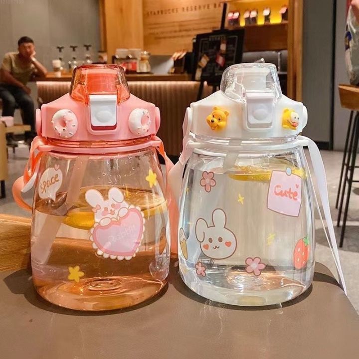 1300ml Set Water Bottle Cup Female Summer Large Capacity Influencer Super Big Belly Cute Straw ...