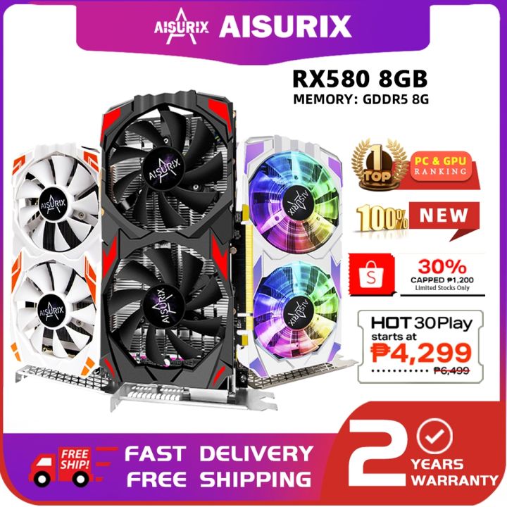 AISURIX 100% New Graphics Card RX 580 8GB Gaming GDDR5 256Bit Computer ...