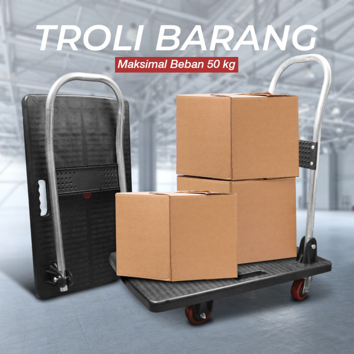 Troli Barang Lipat Portable Tebuat dari Besi Ukuran Alas 60 x 38 cm ...