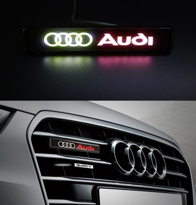1Pc AUDI Car Front Grille Luminous Emblem Badge LED Decoration Lights ...
