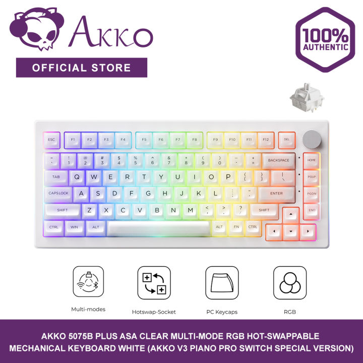 Akko 5075B Plus ASA Clear Multi-Mode RGB Hot-Swappable Mechanical ...