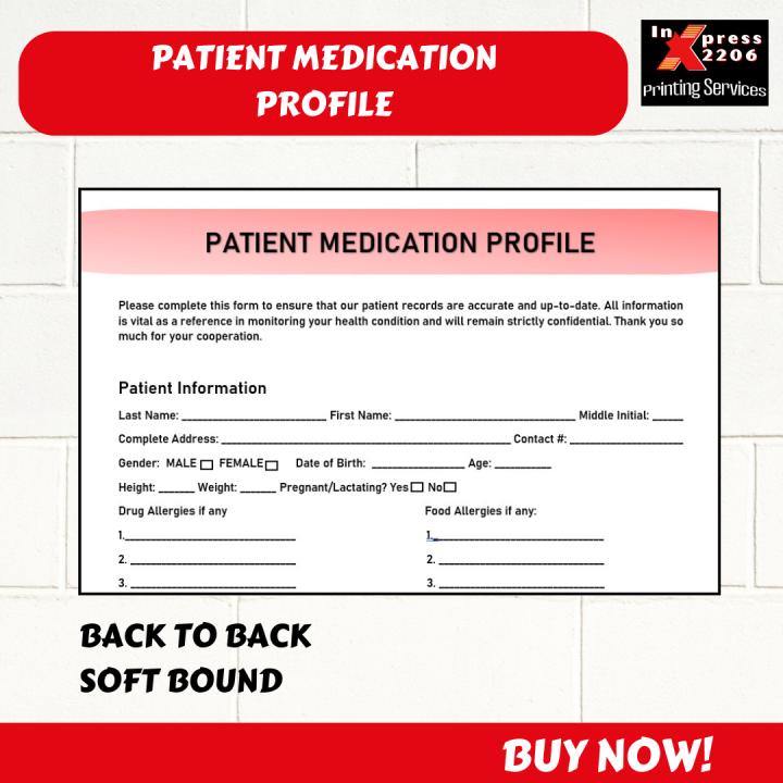 PATIENT MEDICATION PROFILE FOR PHARMACY CLINIC BOTIKA | Lazada PH