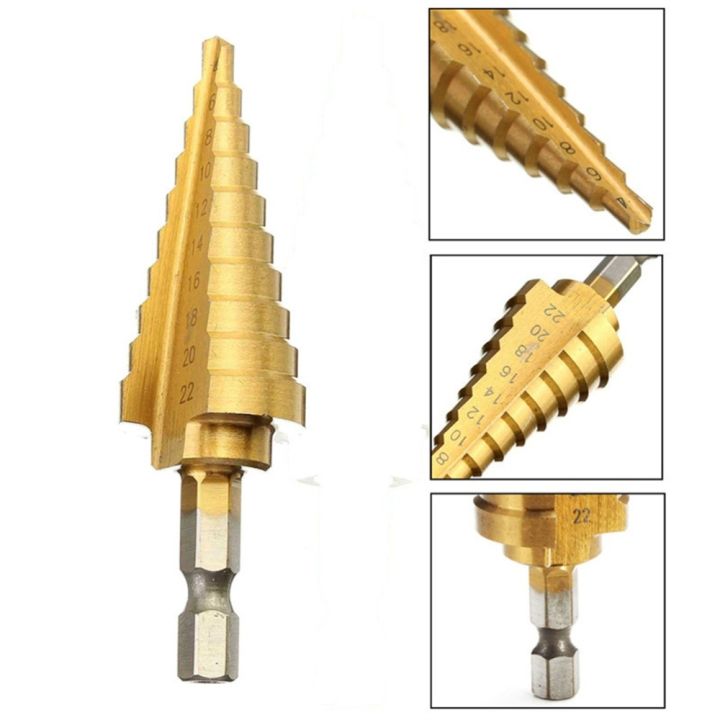 yingke 4-22mm Hss Hex Titanium Coated Step Cone Drill Bit Power Tool ...