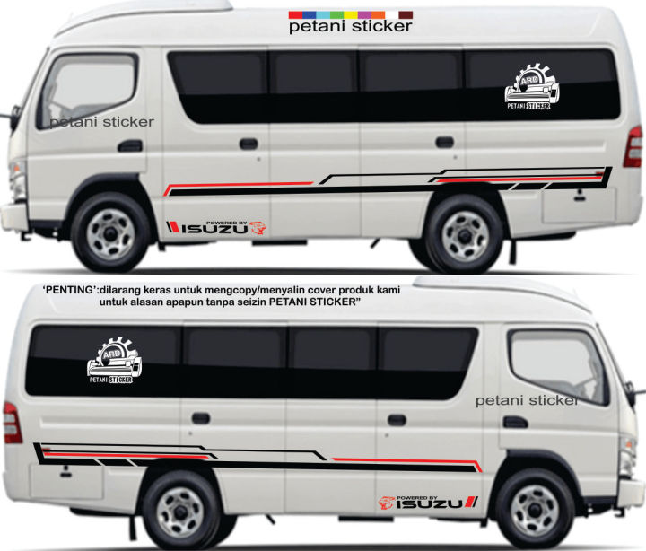 ELF ISUZU new jet bus MINI BUS TRAVEL stiker LIST BODy SAMPING 2 warna ...