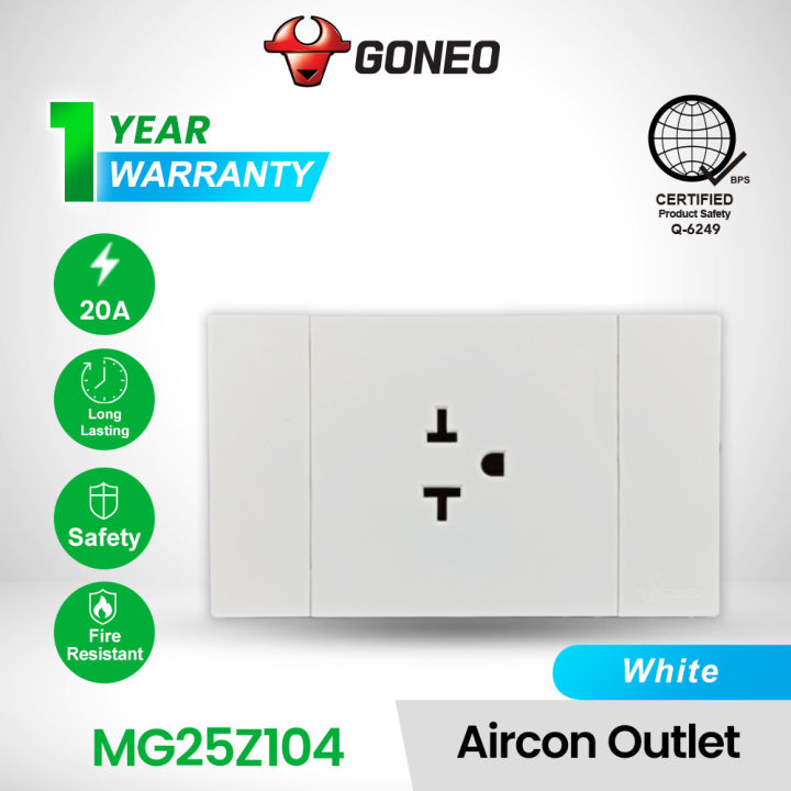 GONEO 1 Gang 3 Pole 20A Aircon Outlet with Childproof Safety Shutter ...