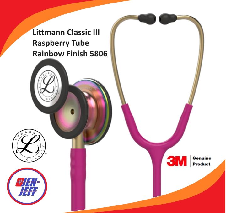 Littmann Classic III Stethoscope Raspberry Tube Rainbow Finish 5806 ...