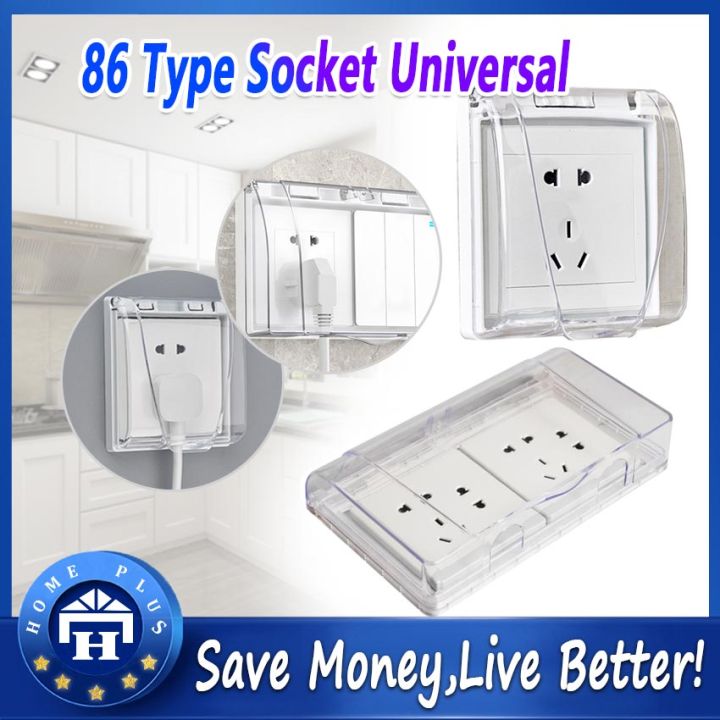 【Local delivery】 86-Type Transparent Splash Box Waterproof Power Outlet ...