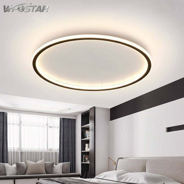 Modern LED Ceiling Lights for Study Bedroom Decoration Black Round ...