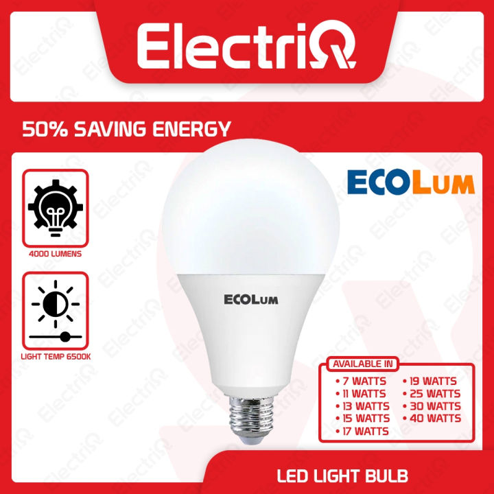 Electriq l Ecolum Super Bright Daylight Power Saving LED Light Bulb 3 ...