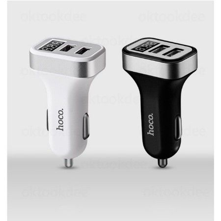 Hoco Z3 ที่ชาร์จไฟในรถ 2 ช่องชาร์จ มีจอแสดงสถานะชาร์จ | Lazada.co.th