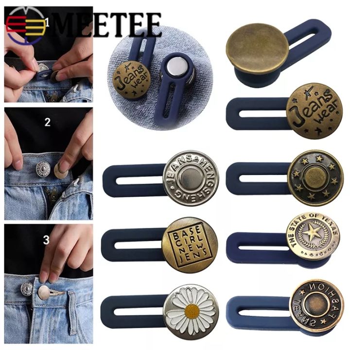 5Pcs Metal Retractable Button Adjustable Jeans Belt Buckles Pant ...