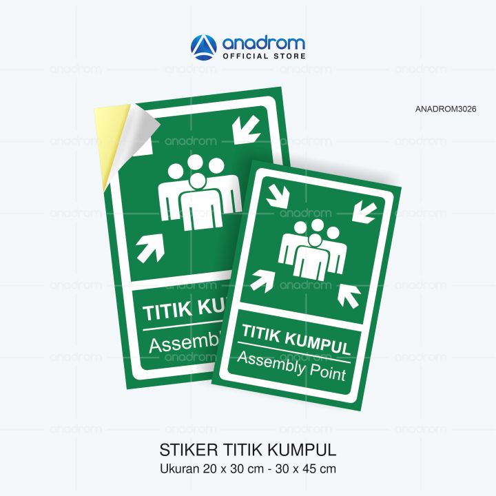 Asembly Point Sign Sticker | Stiker Titik Kumpul | 20x30 cm & 30x45 cm ...
