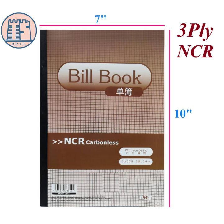 3 Ply 7" x 10" Carbonless NCR Cash Bill Book (With Numbering) 20 Sets x ...
