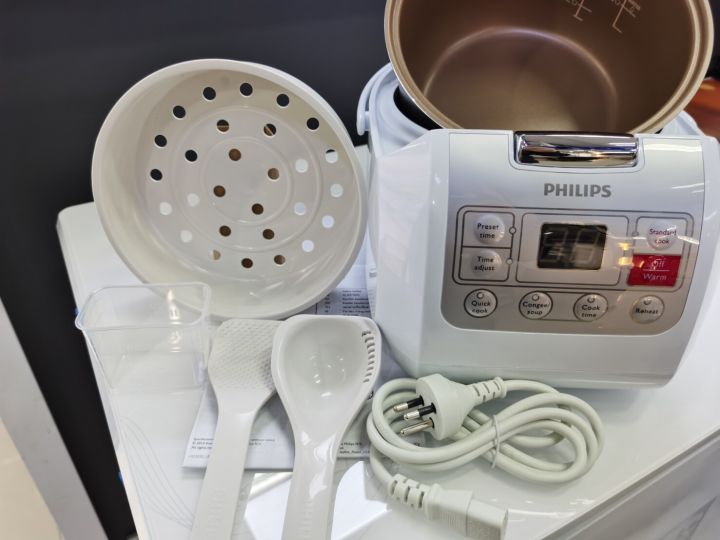 PHILIPS หม้อหุงข้าวดิจิตอล รุ่น HD3030 ขนาด 1 ลิตร สีขาว แถม ทัฟพีตัว ...