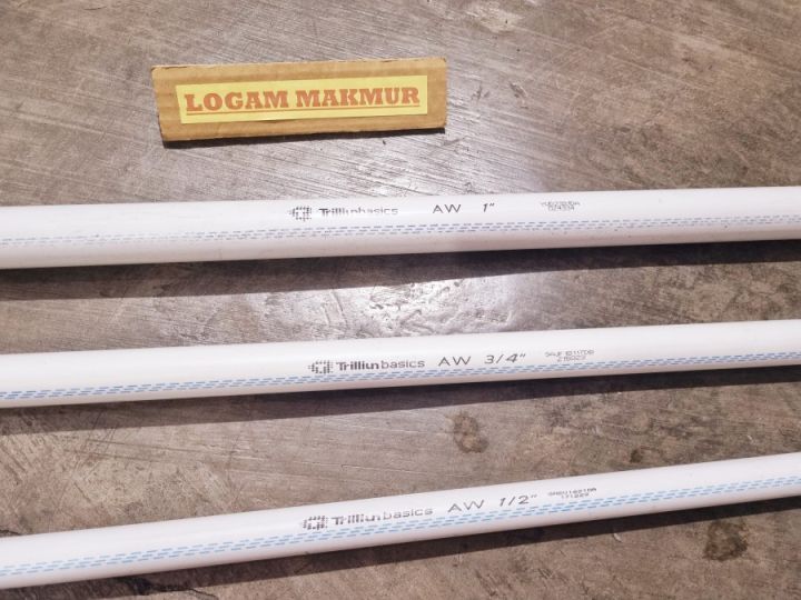 PIPA PVC 1/2" - 3/4" - 1" - TRILLIUN PUTIH TEBAL AW - 1 MTR | Lazada ...