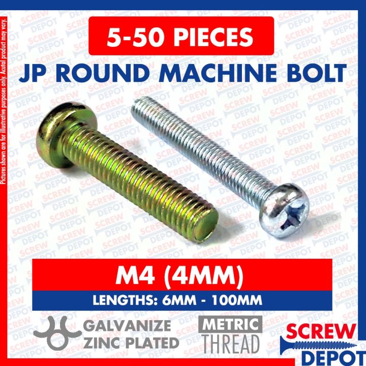 5-50PCS M4 JP Machine Bolt | Round Head Phillips | Screw Depot | Lazada PH