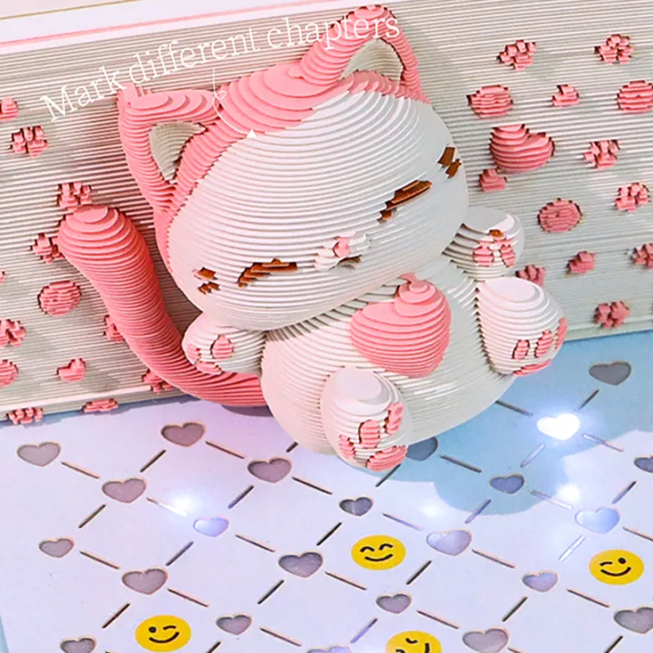 TF ไทม์พีชปฏิทิน2026ปฏิทินตั้งโต๊ะพร้อมไฟ LED 3D กระดาษปฏิทินแบบฉีกเป็น ...