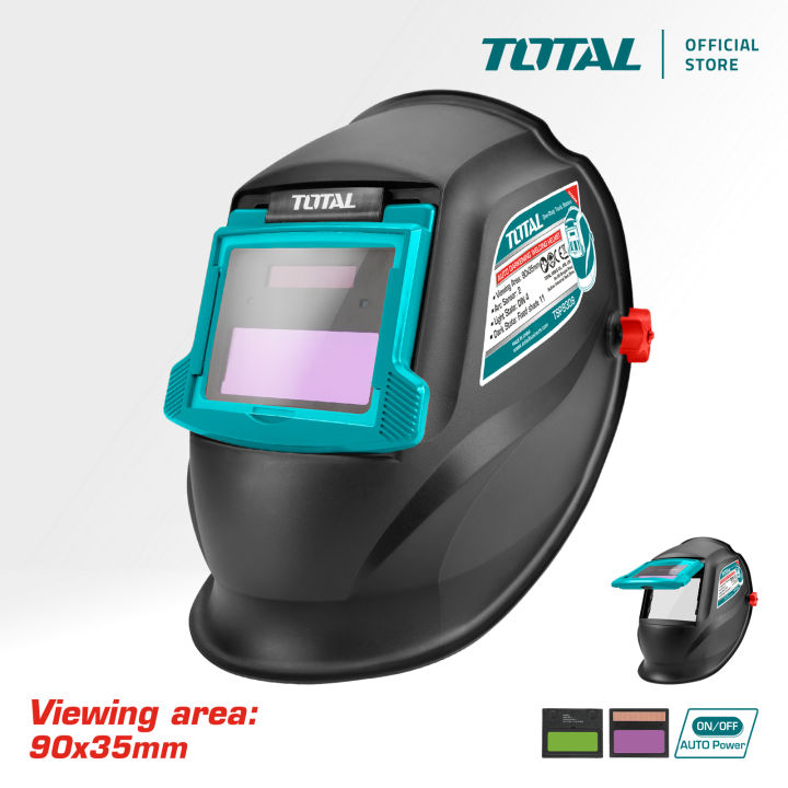 TOTAL Auto Darkening Welding (View: 90mm*35mm), Helmet Light to Dark in ...