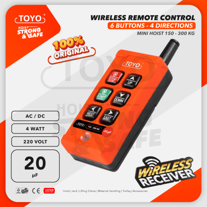 TOYO Wireless Remote Control Mini Hoist 220V 6 Button 4 Direction 20μF ...