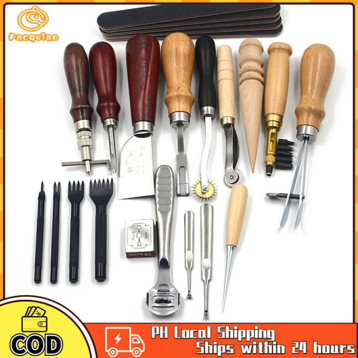 18Pcs Leather Craft Tools Kit Leather Working Tools and Supplies for ...
