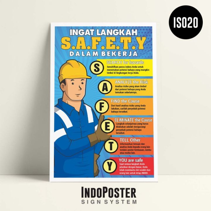 Safety Poster K3 Langkah SAFETY Dalam Bekerja Aman B3 Tanpa Frame A2 ...