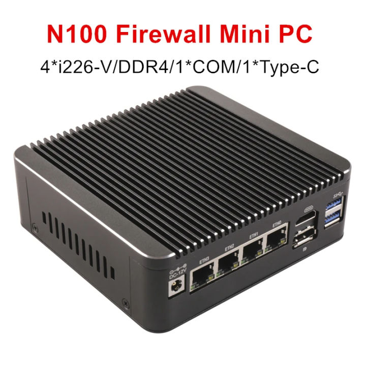 12th Gen Intel N100 2.5G Soft Router 4x i226-V LAN 1*COM RJ45 Fanless ...