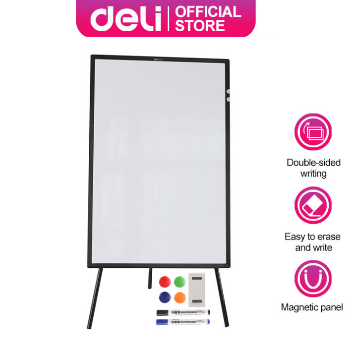 Deli Flip Chart Easel Whiteboard with Stand 600*900mm 24In*36In Black ...
