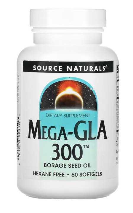 Preorder Source Naturals, Mega-GLA 300, 60 Softgels Borage oil 1300mg ...