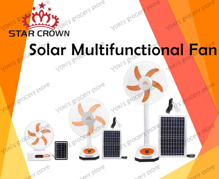 STAR CROWN Solar Fan Rechargeable Fan Multifunction Stand Fan Desk Fan ...