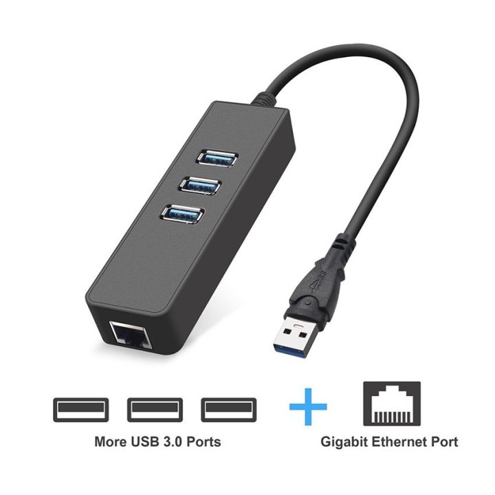USB 3.0 HUB LAN to RJ45 Gigabit Ethernet Network Cable Adapter and 3 ...