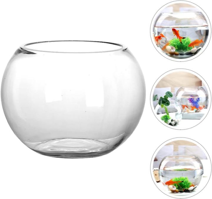 ERINGOGO Round Glass Fish Bowl, Clear Fish Tank Aquarium Bowl for Betta Goldfish Flower | Flower ...