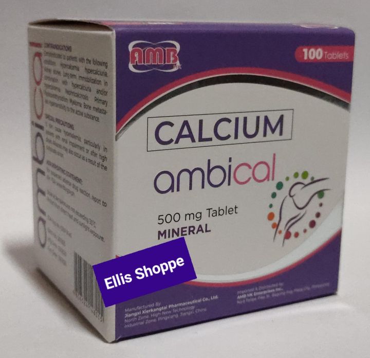 AMBICAL Calcium 500mg (Calcium Supplement) Box of 100 Tablets | Lazada PH