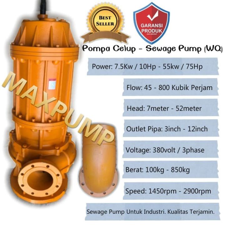 Maxpump Pompa Celup Air Kotor 300WQ800-7-30 Pompa Celup AIr Limbah ...