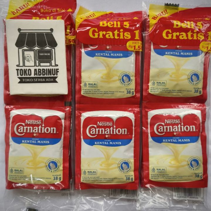 6 PCS - CARNATION KENTAL MANIS 38g SACHET 1 RENCENG- SUSU KENTAL MANIS ...