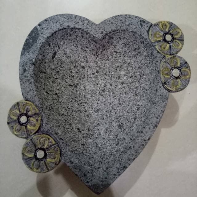 Cobek Coet Batu Alam Karakter Love Bunga | Lazada Indonesia