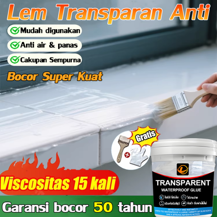 Lem Transparant ANTI BOCOR 1KG waterproof bening pelapis Atap Rumah ...