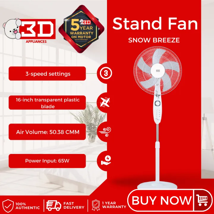 3D SF40SB Snow Breeze Stand Fan | Lazada PH