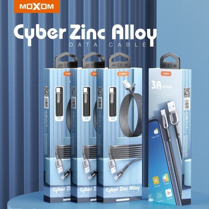 MOXOM MX-CB122 CYBER ZINC ALLOY 3A USB CABLE 1 METER FAST CHARGING HIGH ...