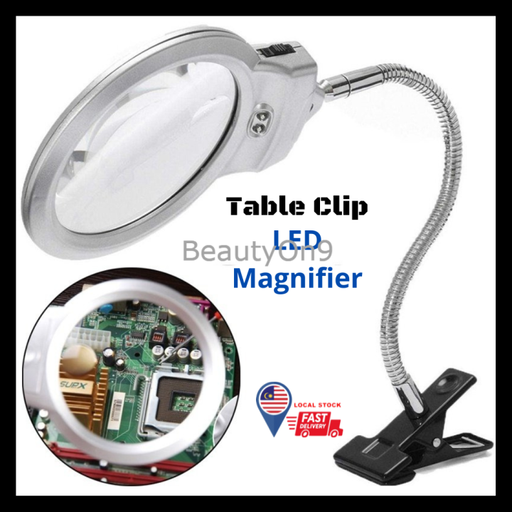 READY STOCK Table Clip LED Magnifier Kanta Pembesar Desk Standing Hand ...