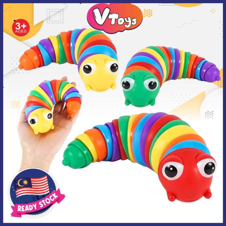 Tiktok Mainan Viral Fidget Finger Slug Articulated Sticky Stretch Slug ...