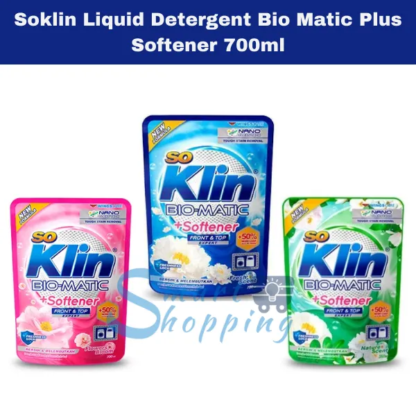 Soklin Liquid Detergent Bio Matic Plus Softener 700ml Detergent Cair ...