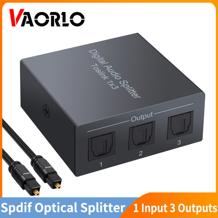 VAORLO 3 Port SPDIF Toslink Optical Digital Audio Splitter 1x3 Aluminum ...