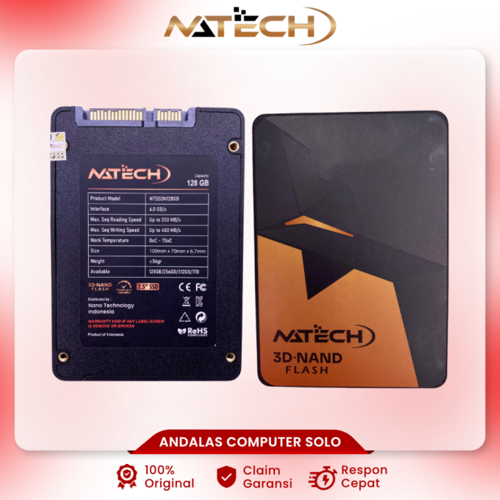 SSD NATECH 2.5" SATA III 3D-NAND Flash (128GB / 256GB / 512GB) | Lazada ...