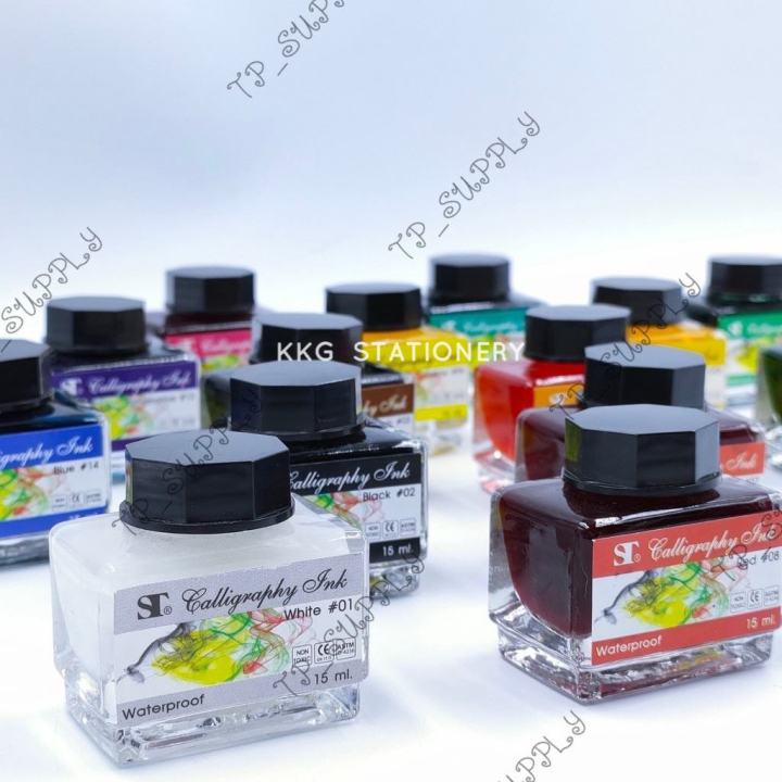 สีหมึก ST Calligraphy Ink จาก ST art มีประสิทธิภาพกันน้ำ แห้งเร็ว ให้สี ...