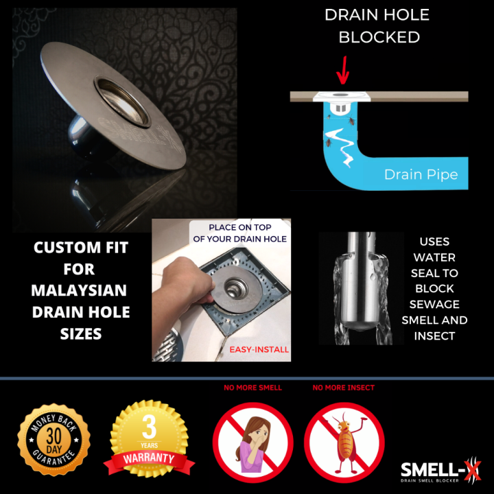SMELL-X Drain Smell Blocker | Trap Odour and Insect (drain trap anti ...