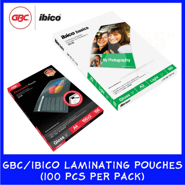 GBC / Ibico Lamination Pouch. A4 and A3 Size. Contains 100 pcs per pack ...