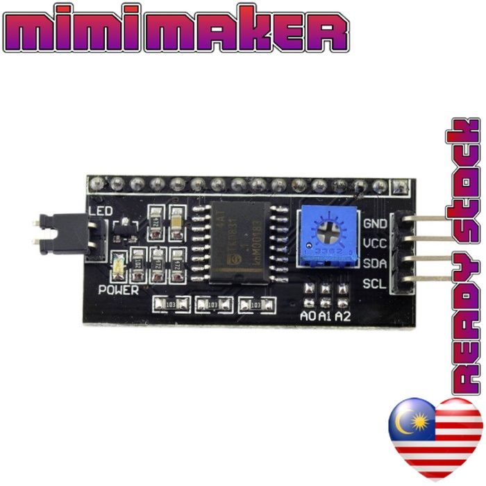 LCD 1602 Display Driver Module I2C Interface for DIY Electronics Arduino/ESP32/RPI FYP Project ...