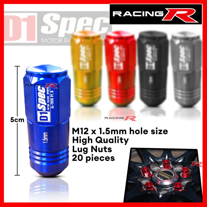 D1 SPEC Racing Nut LN-200 Lugnuts 1.5MM (20 pieces) ( Car Accessories ...